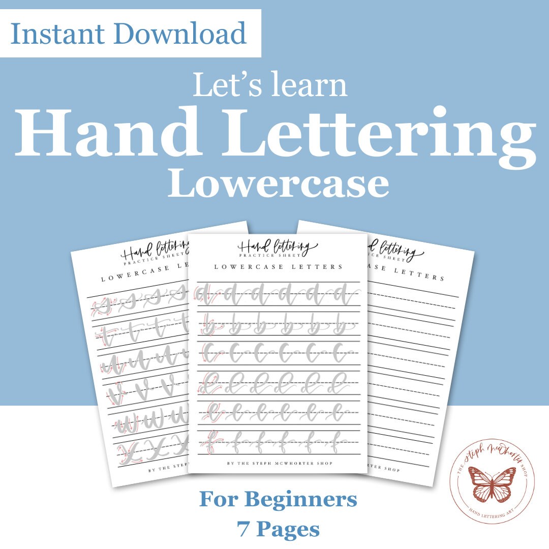 Hand Lettering Lowercase Worksheets for Beginners, Modern Calligraphy ...
