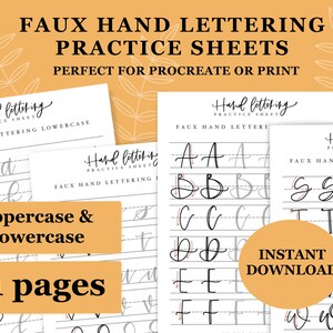 Faux Hand Lettering Practice Sheets Calligraphy Lowercase - Etsy