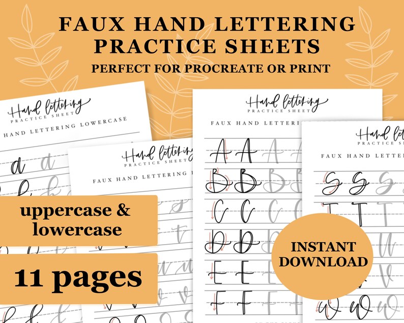 Faux Hand Lettering Practice Sheets Calligraphy Lowercase - Etsy