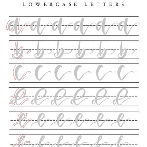 Hand Lettering Lowercase Worksheets for Beginners, Modern Calligraphy ...