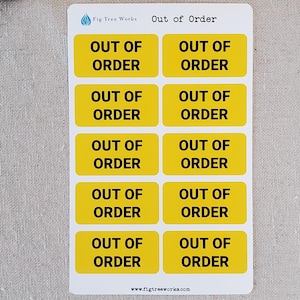 Out of Order Sticker Sheet | Safety Warning Caution Stickers | Planner ...