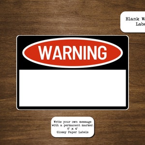 Blank Warning Label Stickers | Write Your Own Text With a Permanent ...