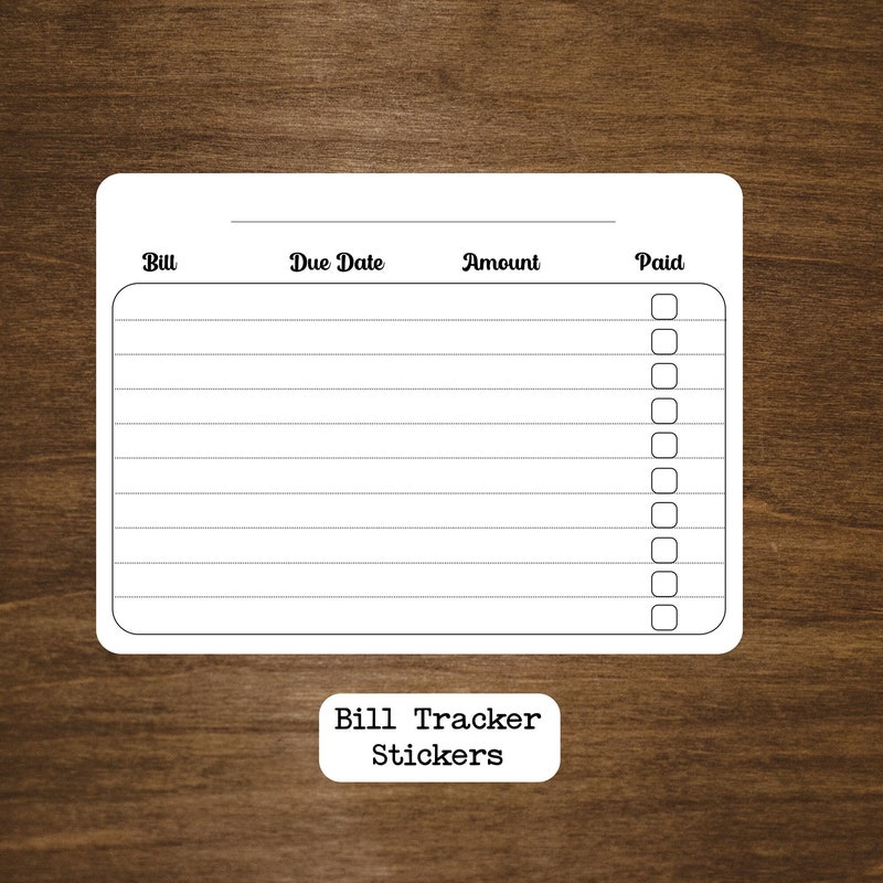 Bill Tracker - Etsy