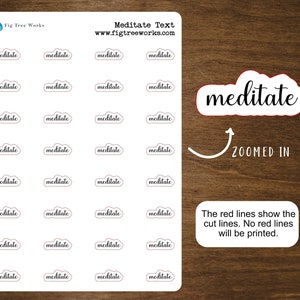 Meditate Text Stickers, Meditation Script Stickers for Planners ...