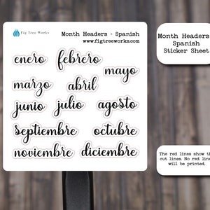 Month Header Planner Stickers in Spanish | Month Names Sticker, Kiss ...