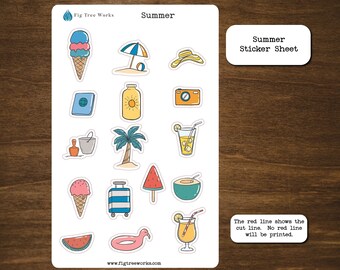 Summer Stickers Sheet - Etsy