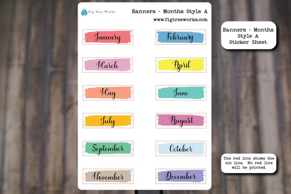 Months Banner Sticker Sheet Months Header for Planner - Etsy