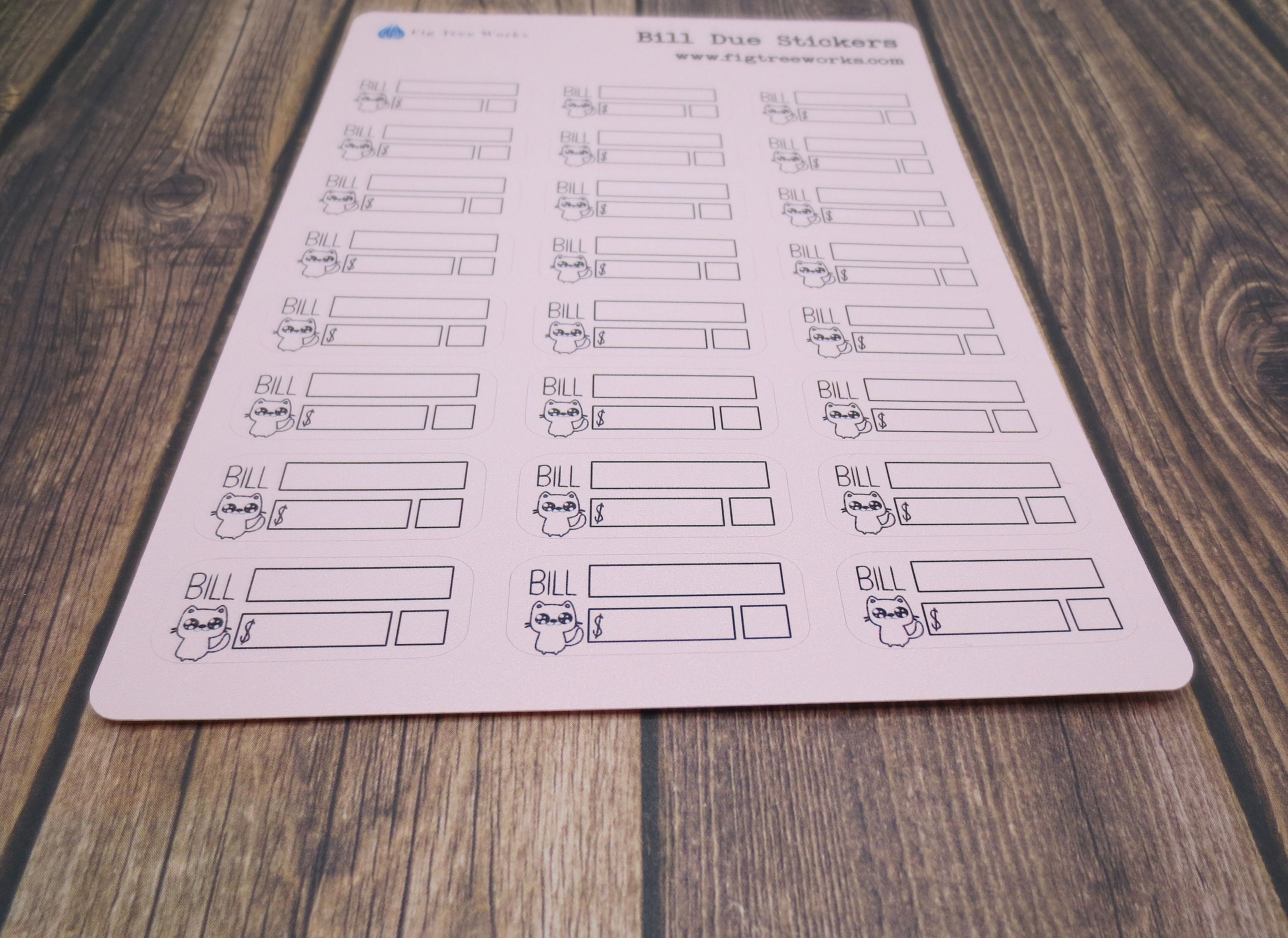 Bill Due Stickers Payment Bill Due Cat Design Sticker Sheet - Etsy