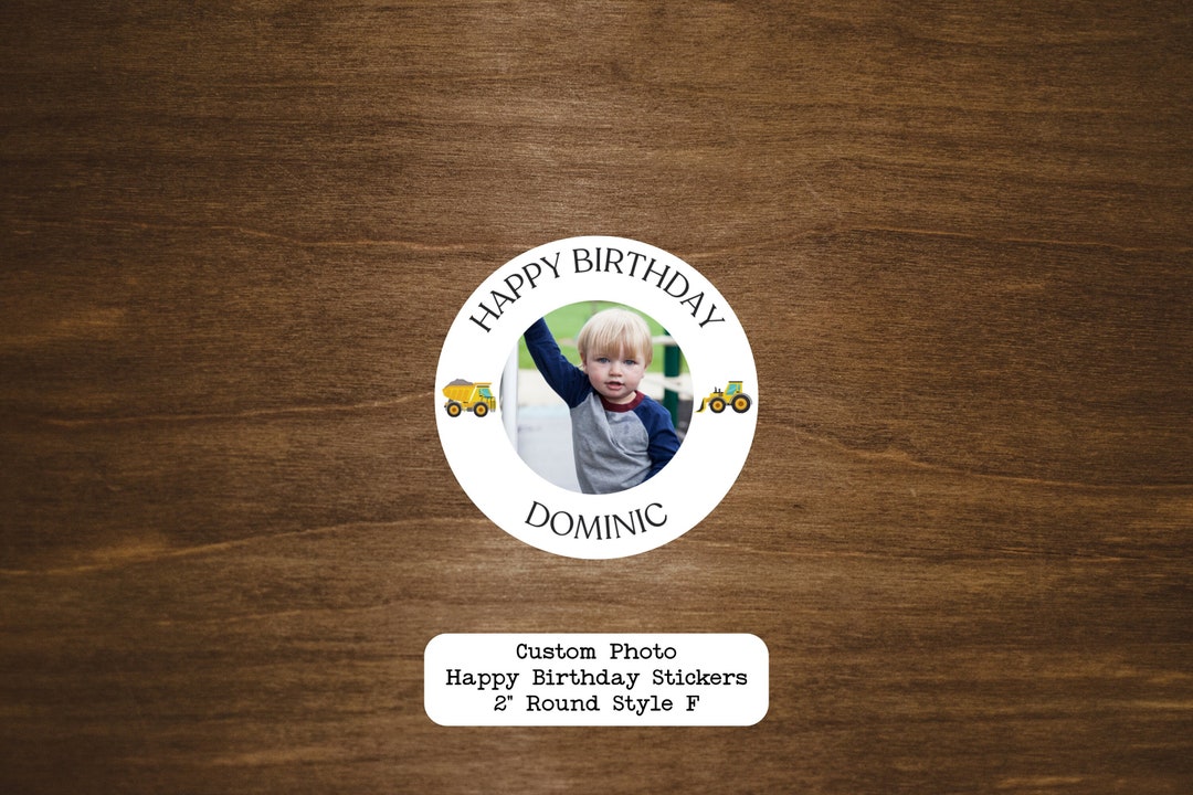 Happy Birthday Round Stickers With Photo Style F, Gift Card Envelope ...