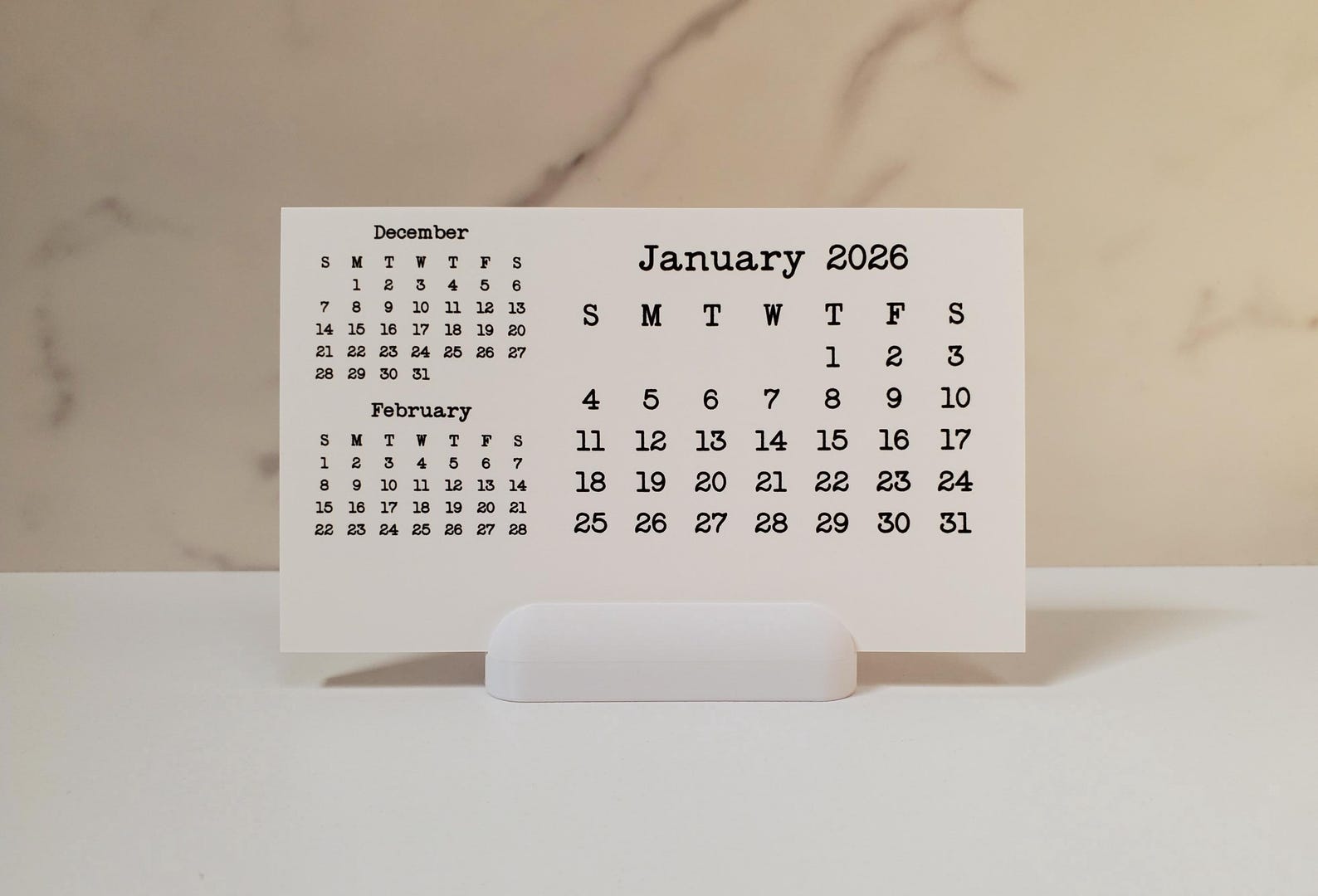 Small Desk Calendar Three Month Design With Optional Stand | Cardstock ...