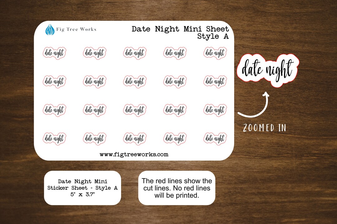 Date Night Script Stickers for Planners, Journals and Notebooks Style A ...