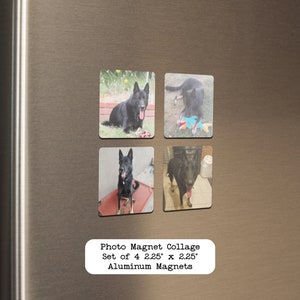 Custom Photo Magnet Collage Set of 4 Magnets Aluminum Photo Magnets Glossy Finish Refrigerator ...