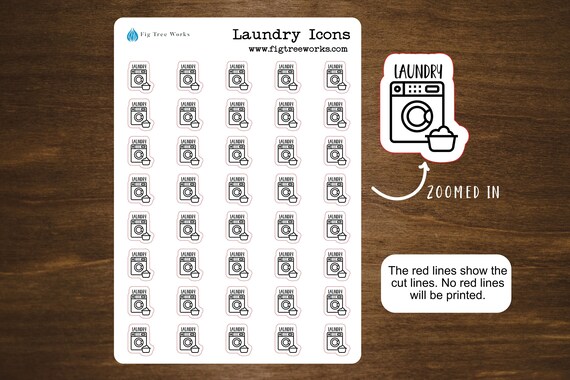 Laundry Stickers Laundry Icons Sticker Sheet Kiss Cut Matte | Etsy