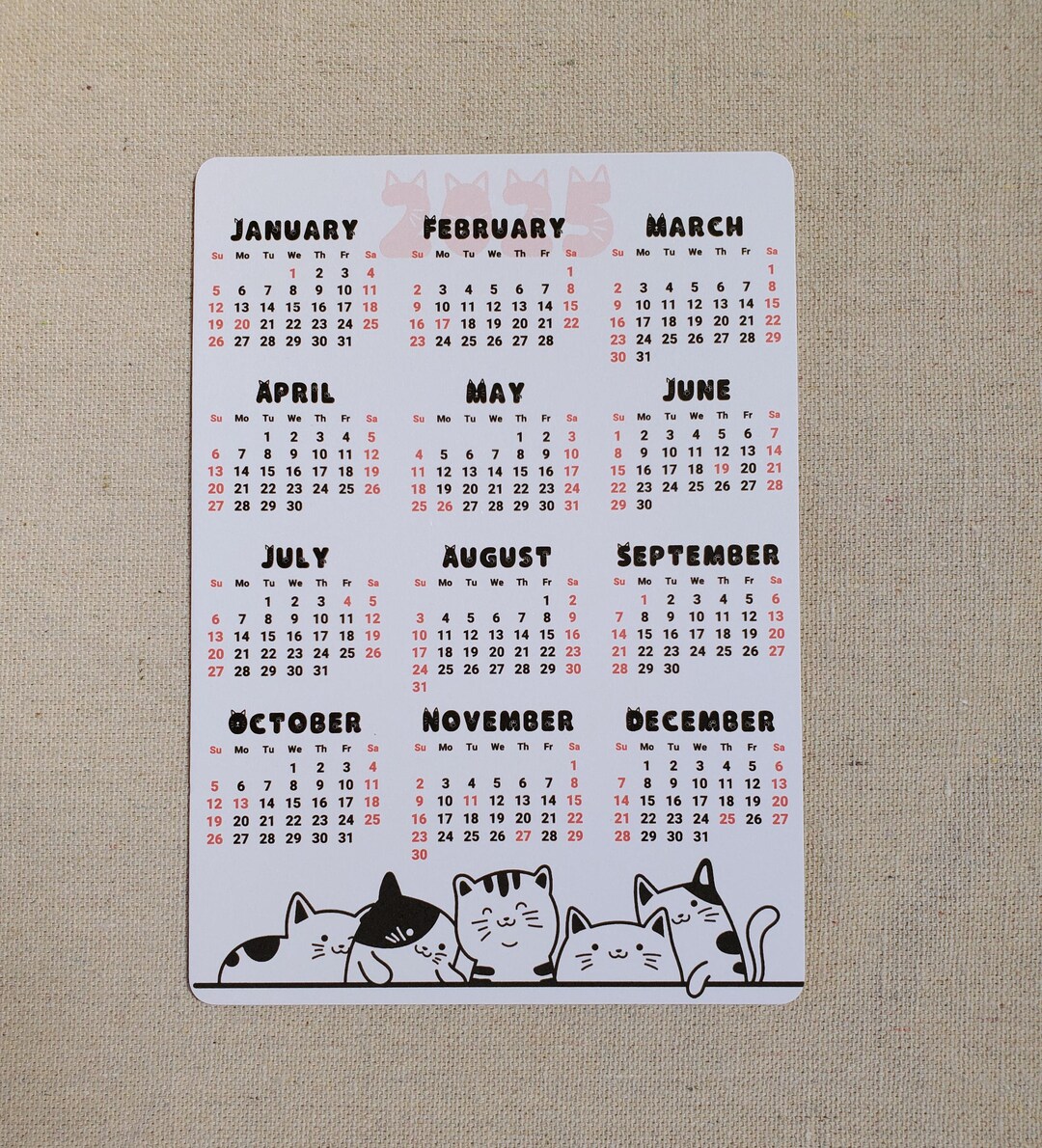 Year at A Glance Calendar Sticker for Planners and Journals | Start on ...