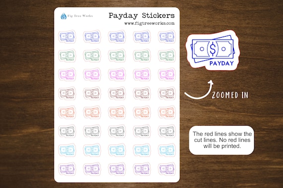 Payday Dollar Planner Sticker Sheet Pay Day Icon Stickers - Etsy