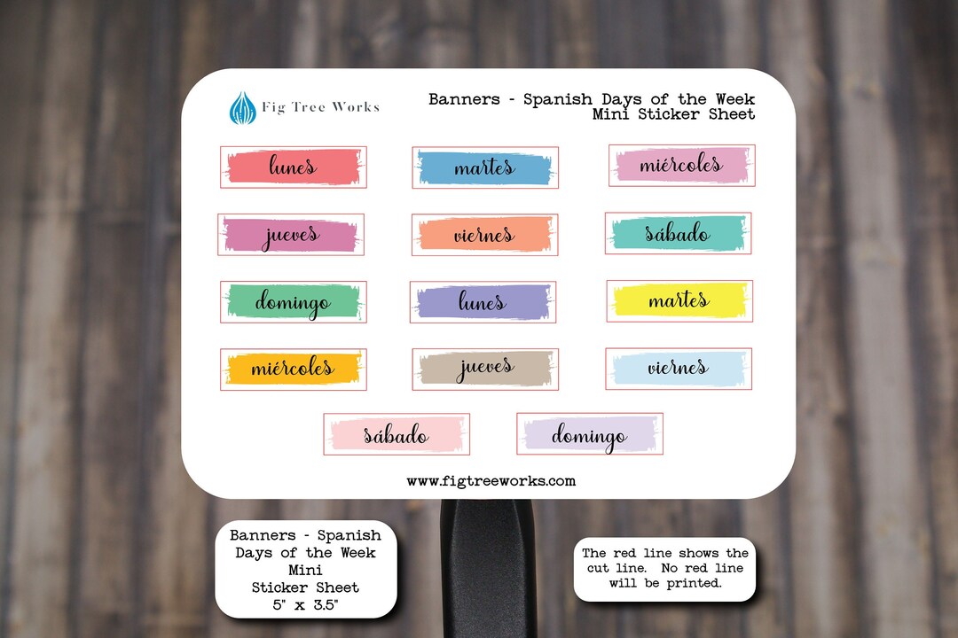 Spanish Days of the Week Planner Stickers | Mini Banner Headers ...