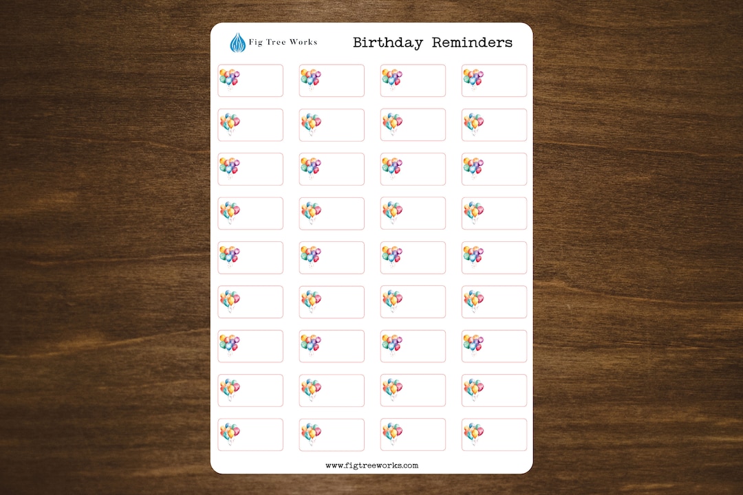 Birthday Planner Stickers | Birthday Reminders Sticker Sheet | Kiss Cut ...