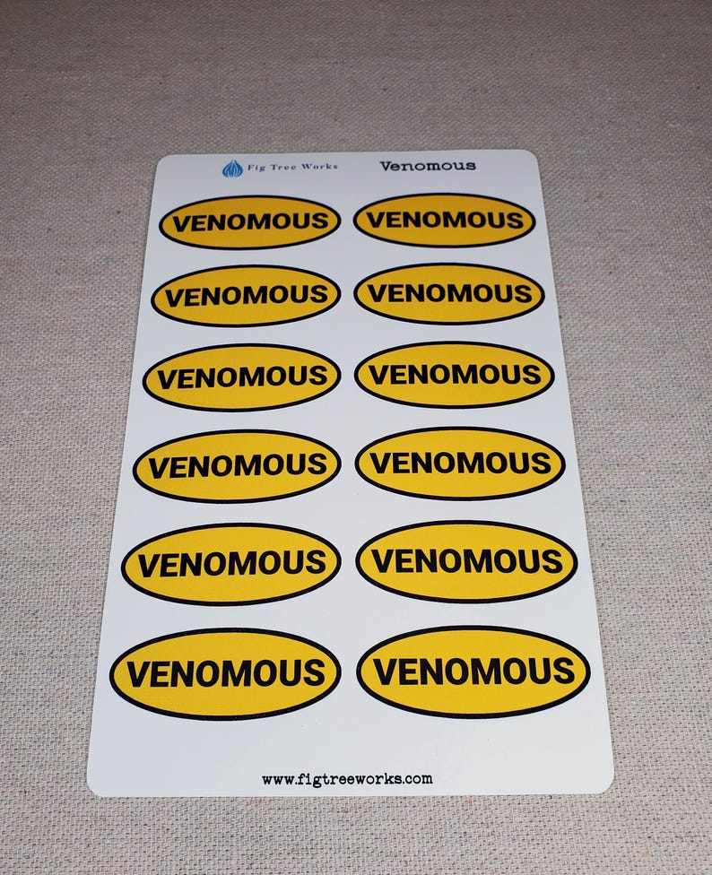 Venomous Warning Sticker Sheet | Planner and Journal Stickers ...