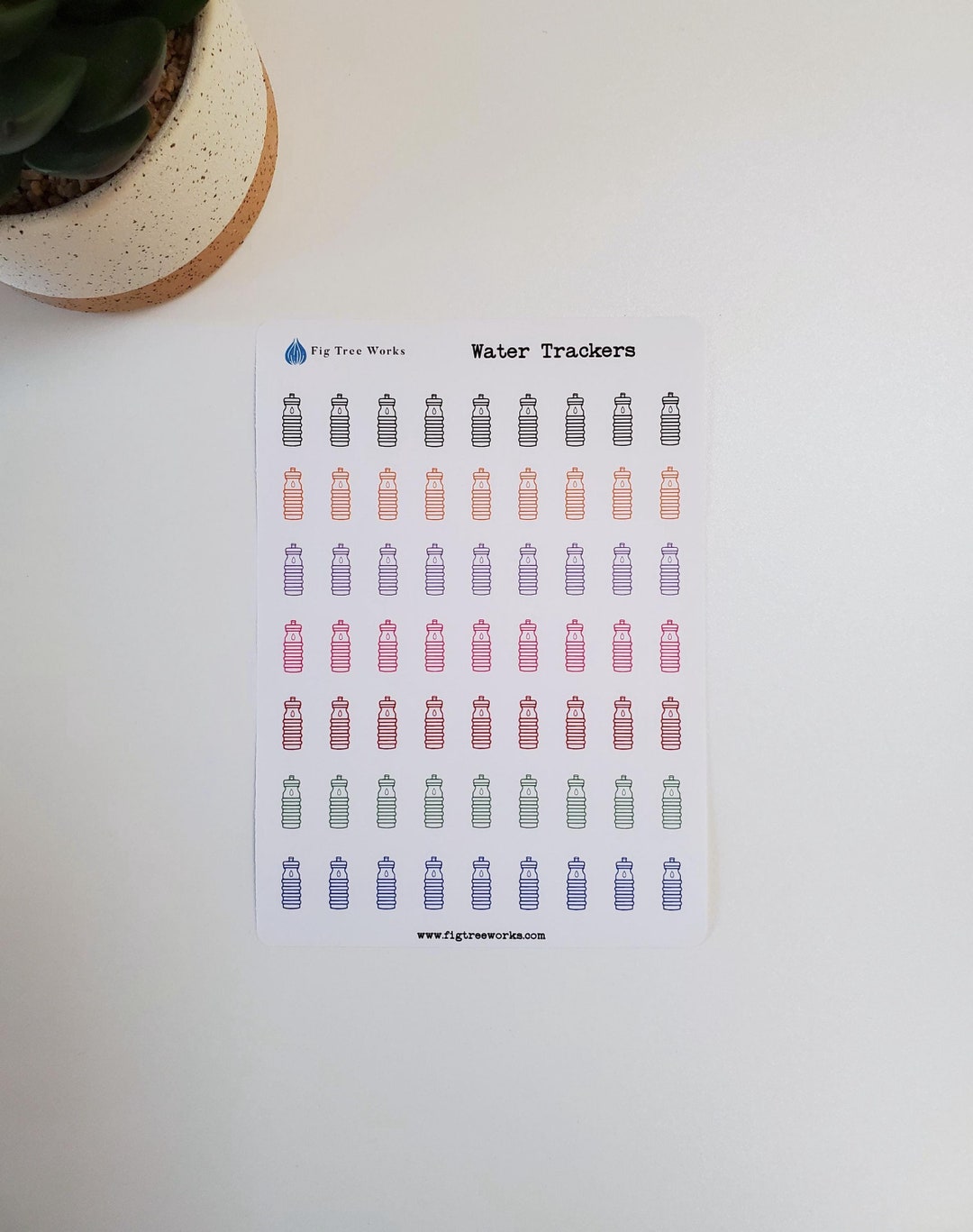 Water Tracker Stickers, Hydrate Water Tracker Sticker Sheet, Kiss Cut ...