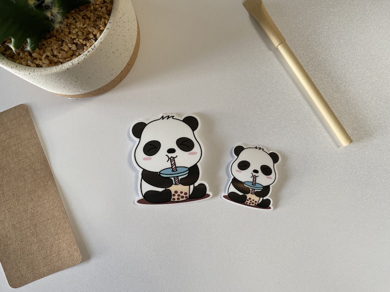 Panda Boba Clear Vinyl Sticker | Cute Panda Drinking Boba Sticker | for ...