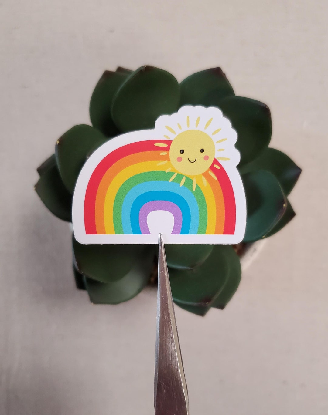 Rainbow and Sun Vinyl Sticker | Die Cut, Glossy - Etsy