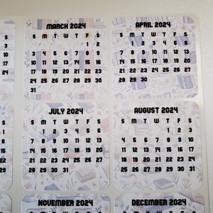 Mini Calendar Stickers With Books for Planners and Journals | Monthly ...