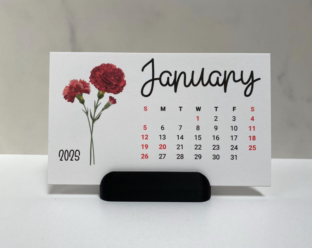 Small Desk Calendar Birth Flowers Design With Optional Stand ...