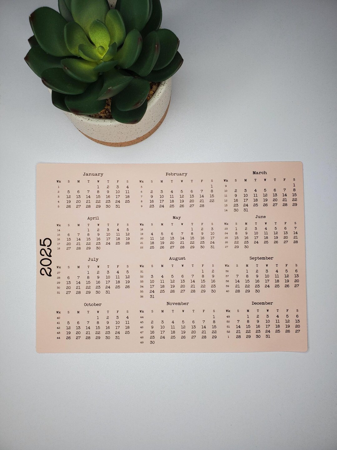 Year at A Glance Calendar Horizontal Sticker With Year on Side | Start ...