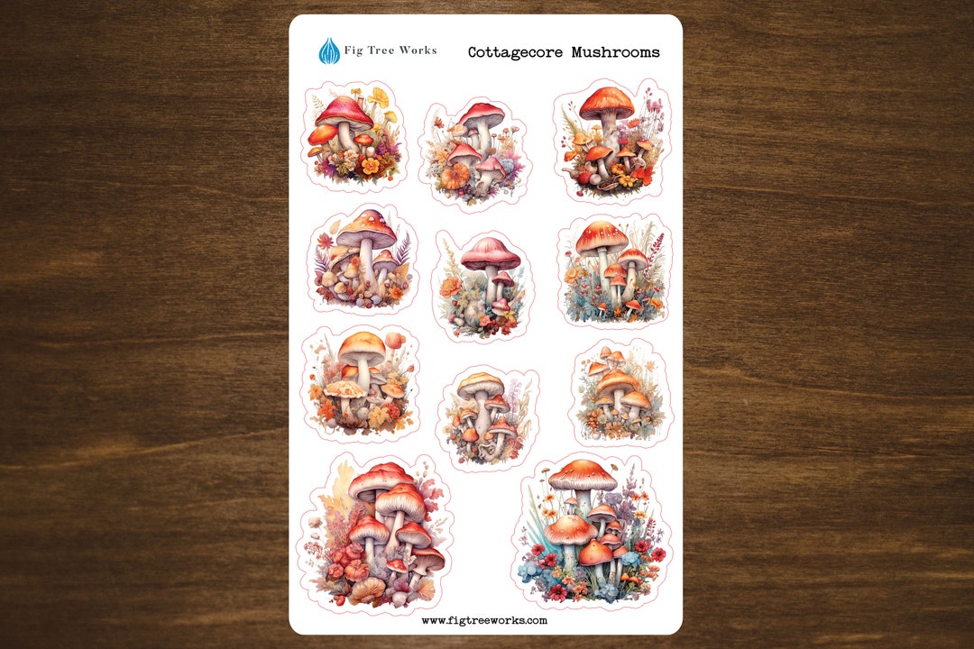 Cottagecore Mushroom Sticker Sheet Bujo Planner and Journal - Etsy