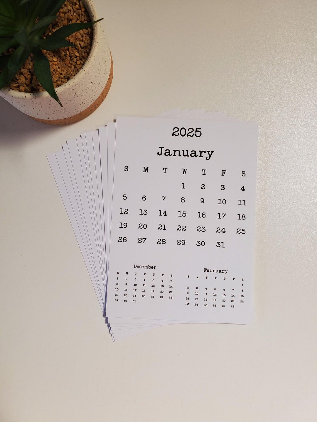 Desk Calendar 3 Month Design | Cardstock Calendar | 2025, 2026, or 2027 ...