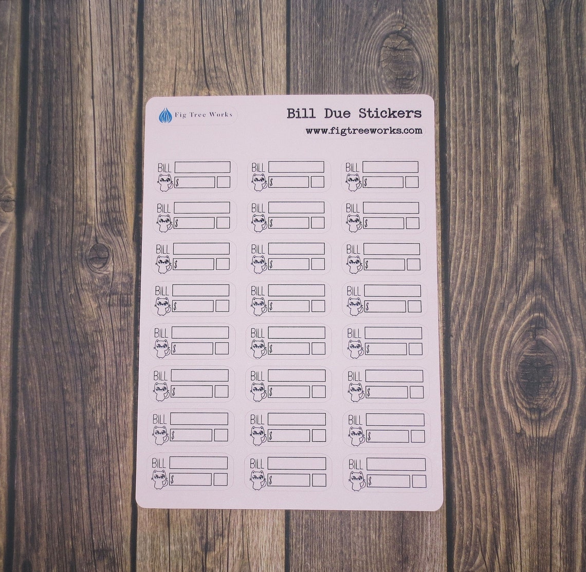 Bill Due Stickers Payment Bill Due Cat Design Sticker Sheet - Etsy