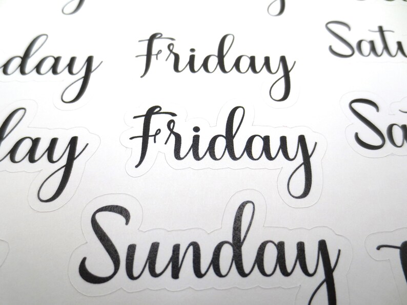 Days of the Week Header Planner Stickers Weekday Name | Etsy