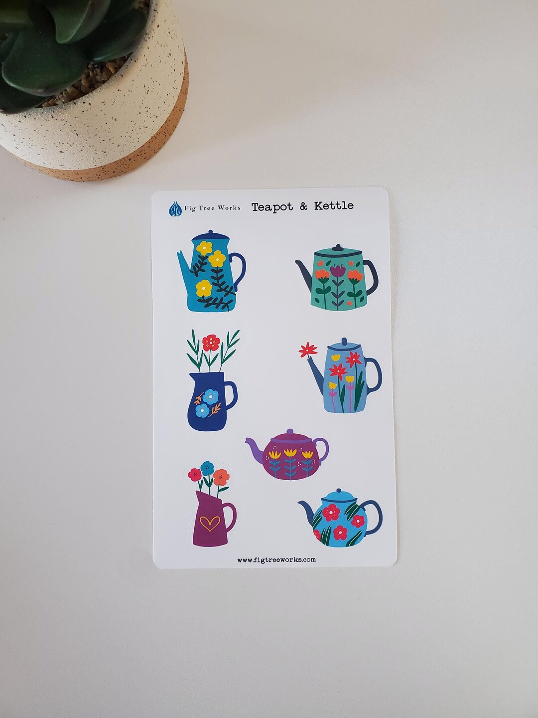Teapot Kettle Sticker Sheet | Planner and Journal Stickers | Decoration ...