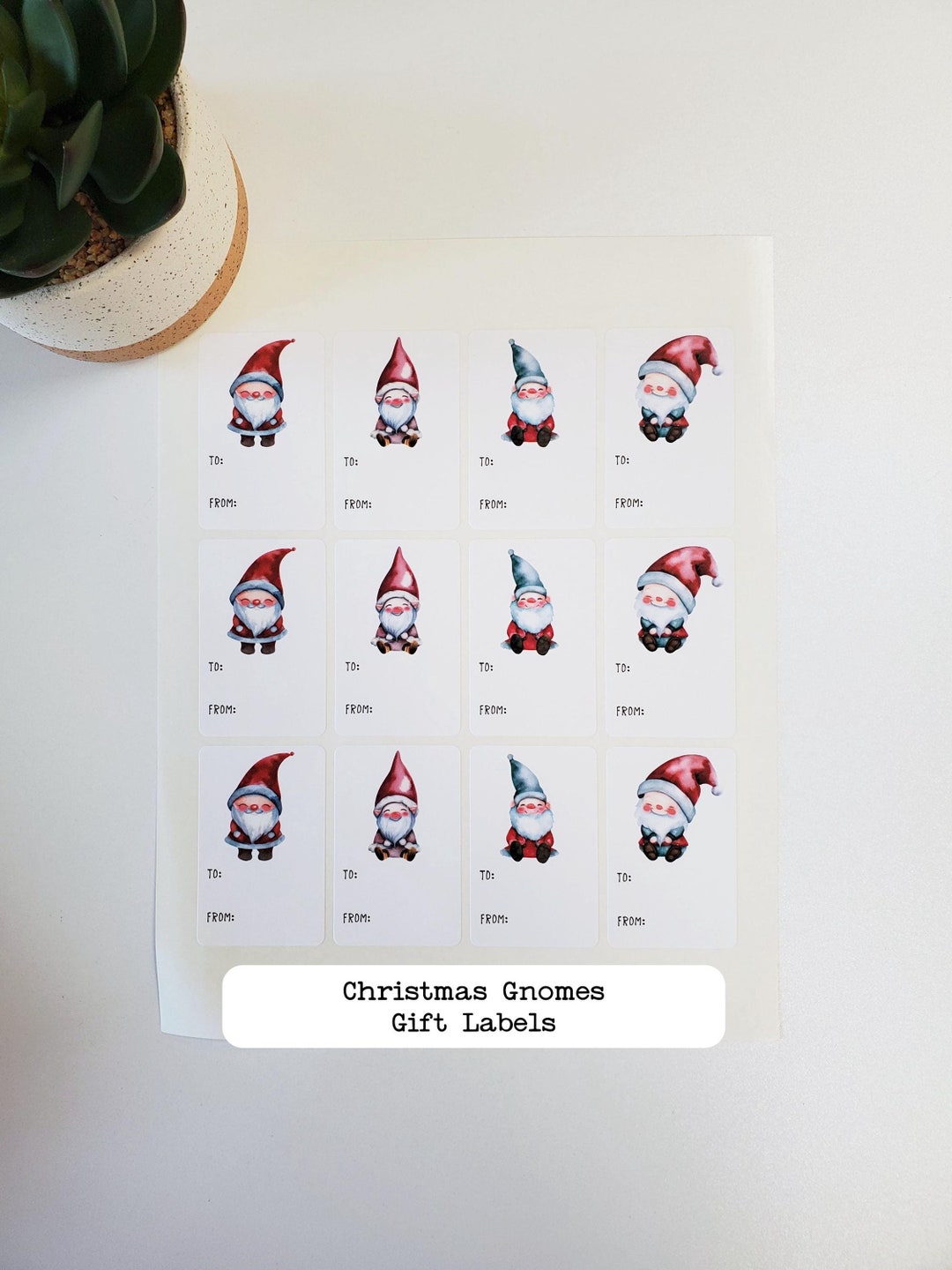 Christmas Gnome Gift Tag Stickers, Holiday Labels - Etsy
