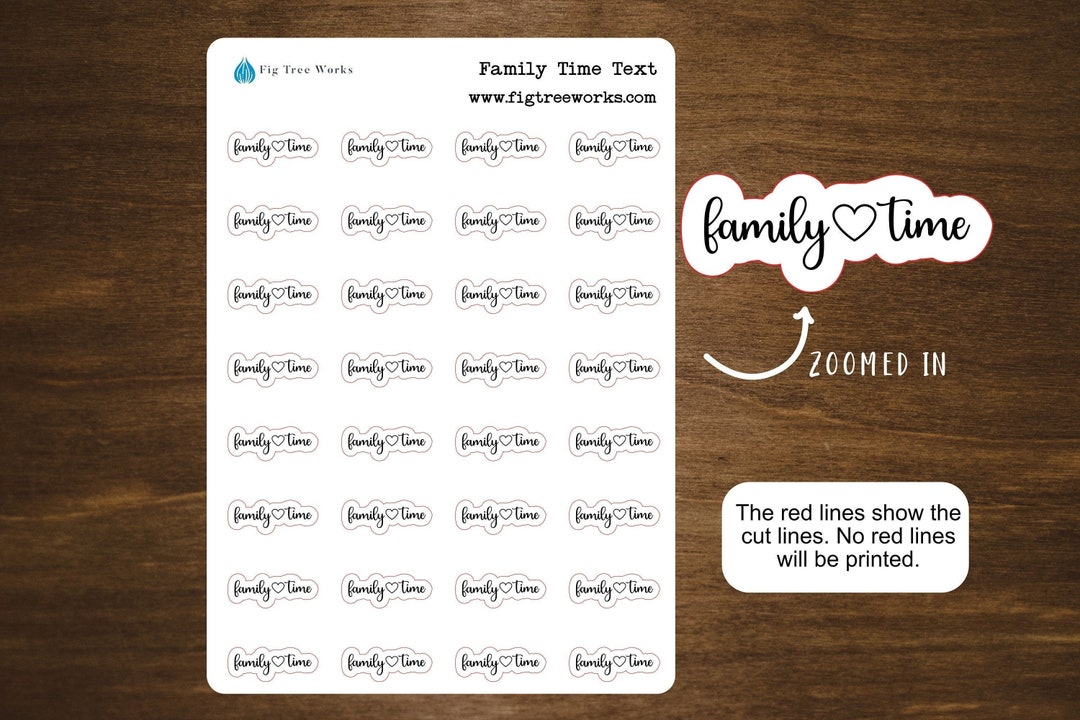 Family Time Script Stickers | Family Time Text | Kiss Cut, Matte Finish ...