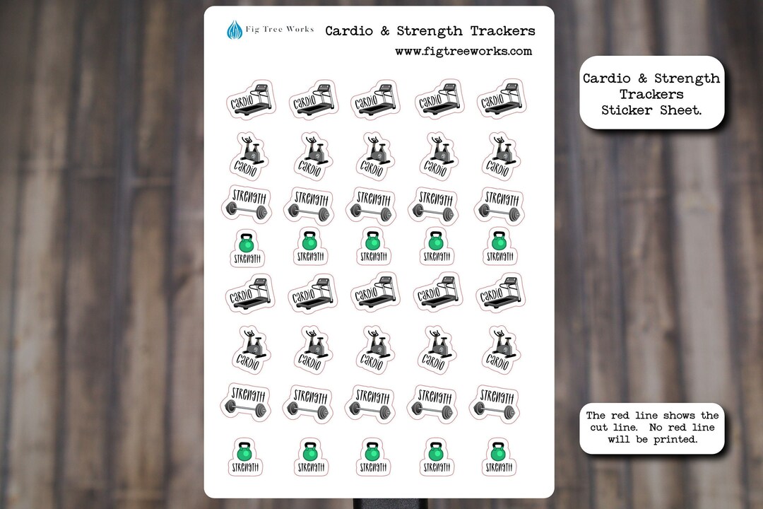 Fitness Exercise Planner Stickers | Strength Workout Tracker Sheet L ...