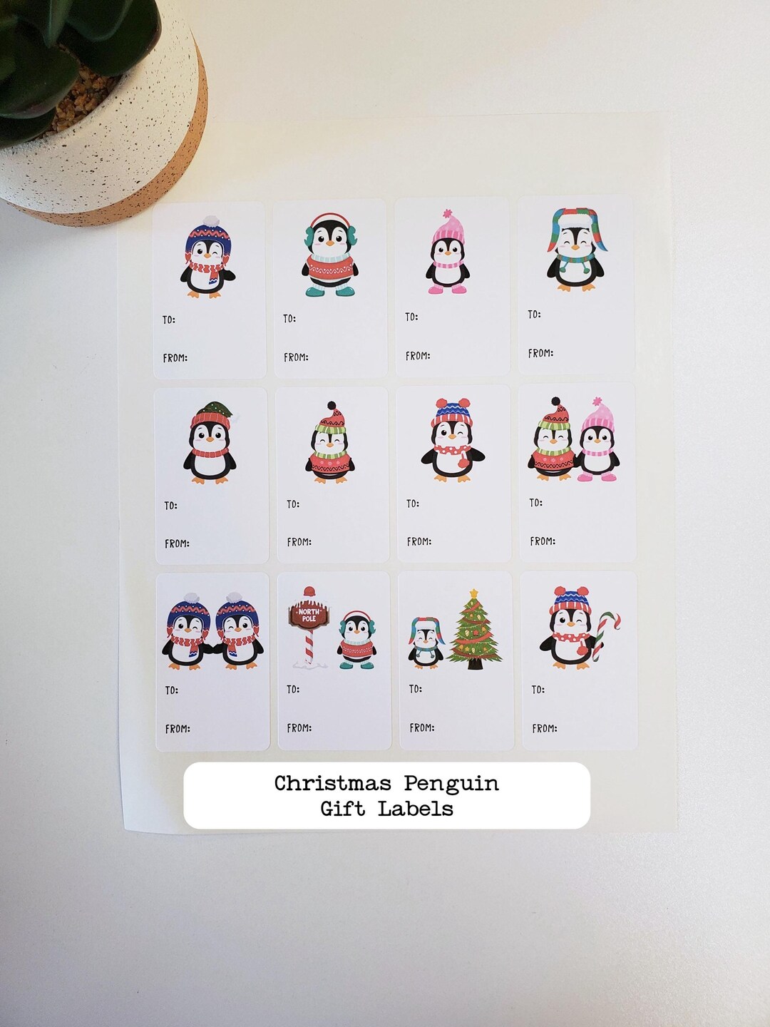 Christmas Penguin Holiday Gift Sticker Present Tags - Etsy