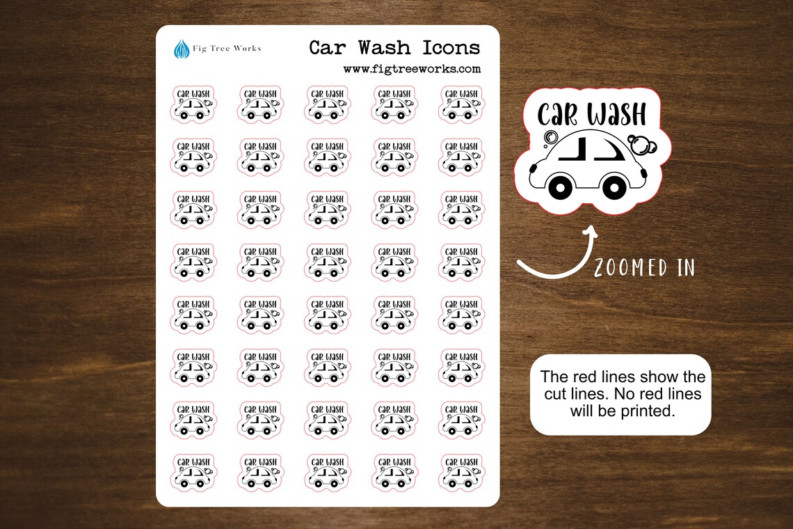 Car Wash Stickers Car Wash Icons Sticker Sheet Kiss Cut | Etsy