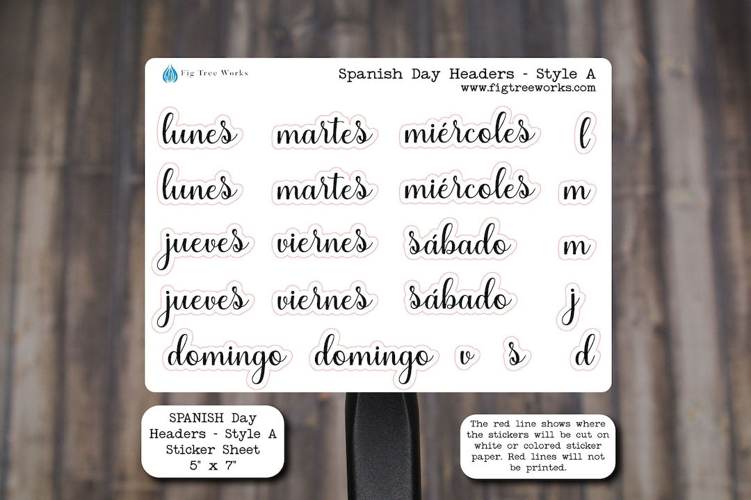 Spanish Days of the Week Header Planner Stickers | Days of the Week ...