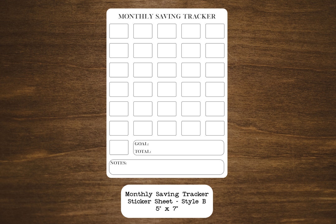 Monthly Saving Tracker Sticker for Planners and Journals | Finance ...