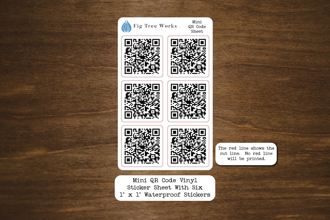 Waterproof Mini QR Code Vinyl Sticker Sheet | 6 Square Vinyl Stickers ...