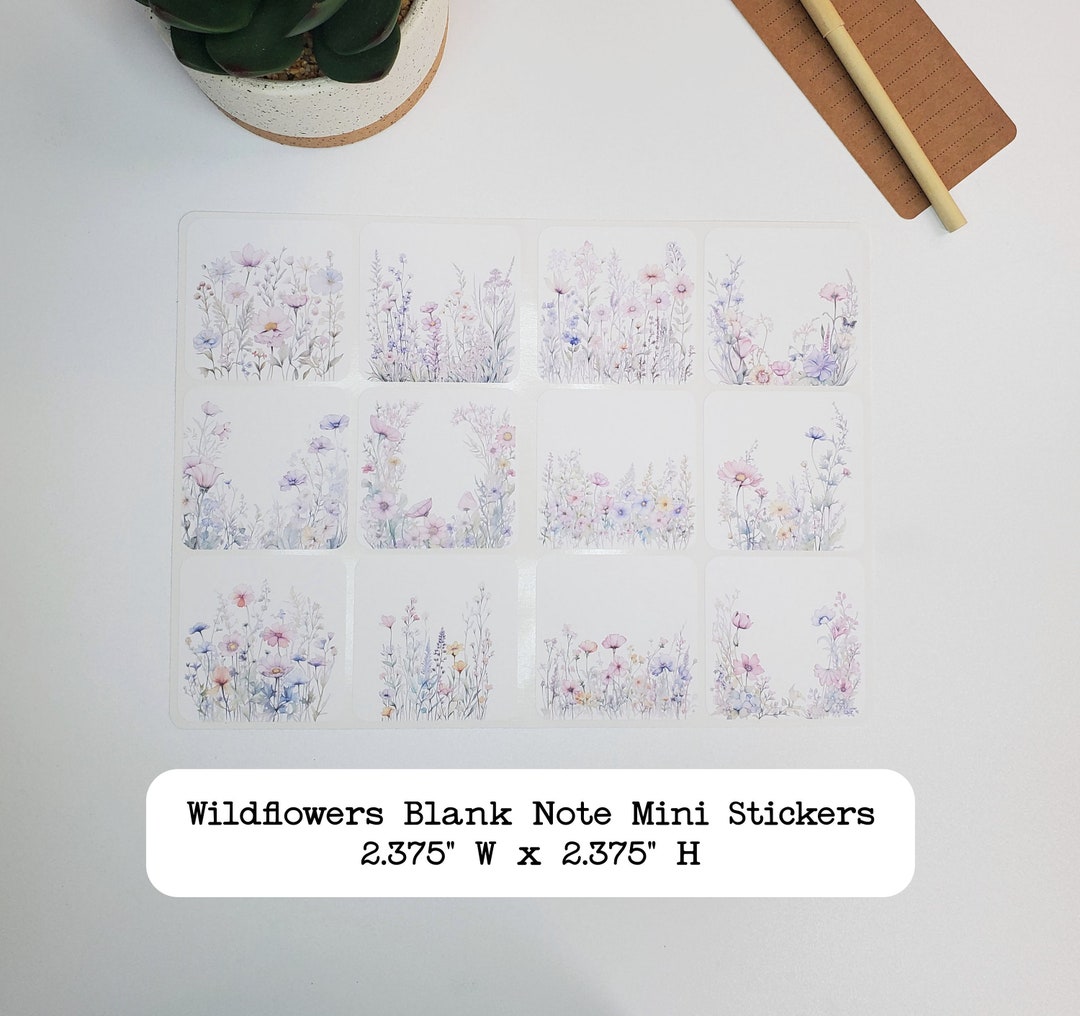 Wildflowers Blank Note Mini Stickers | Deco Stickers for Planners and ...