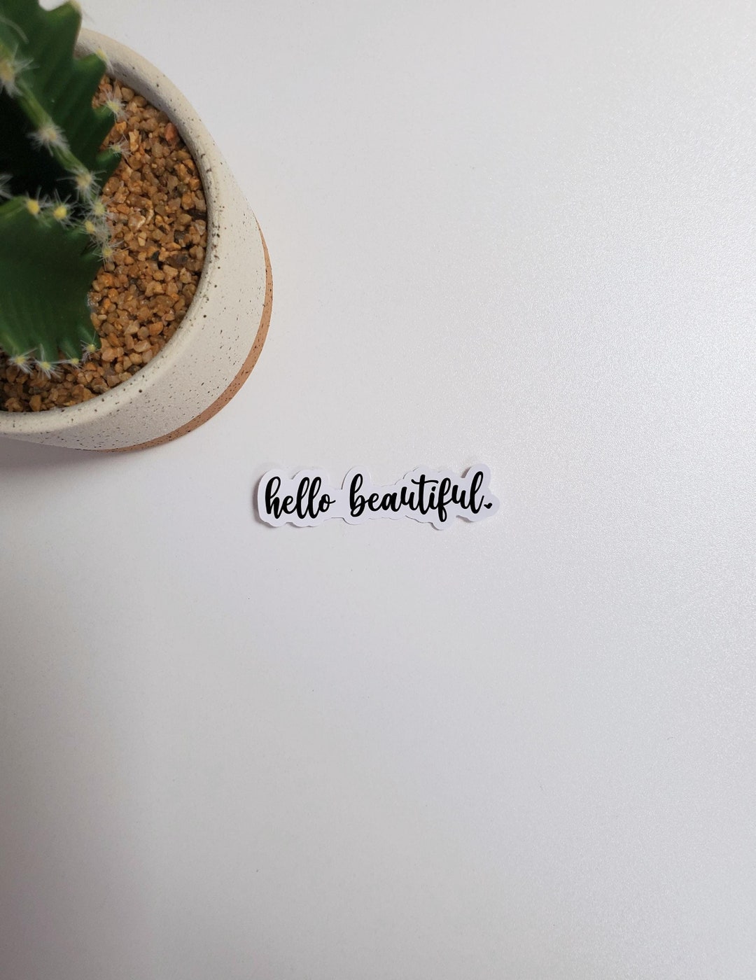 Hello Beautiful Sticker Laptop, Water Bottle, Journal Sticker Contour ...