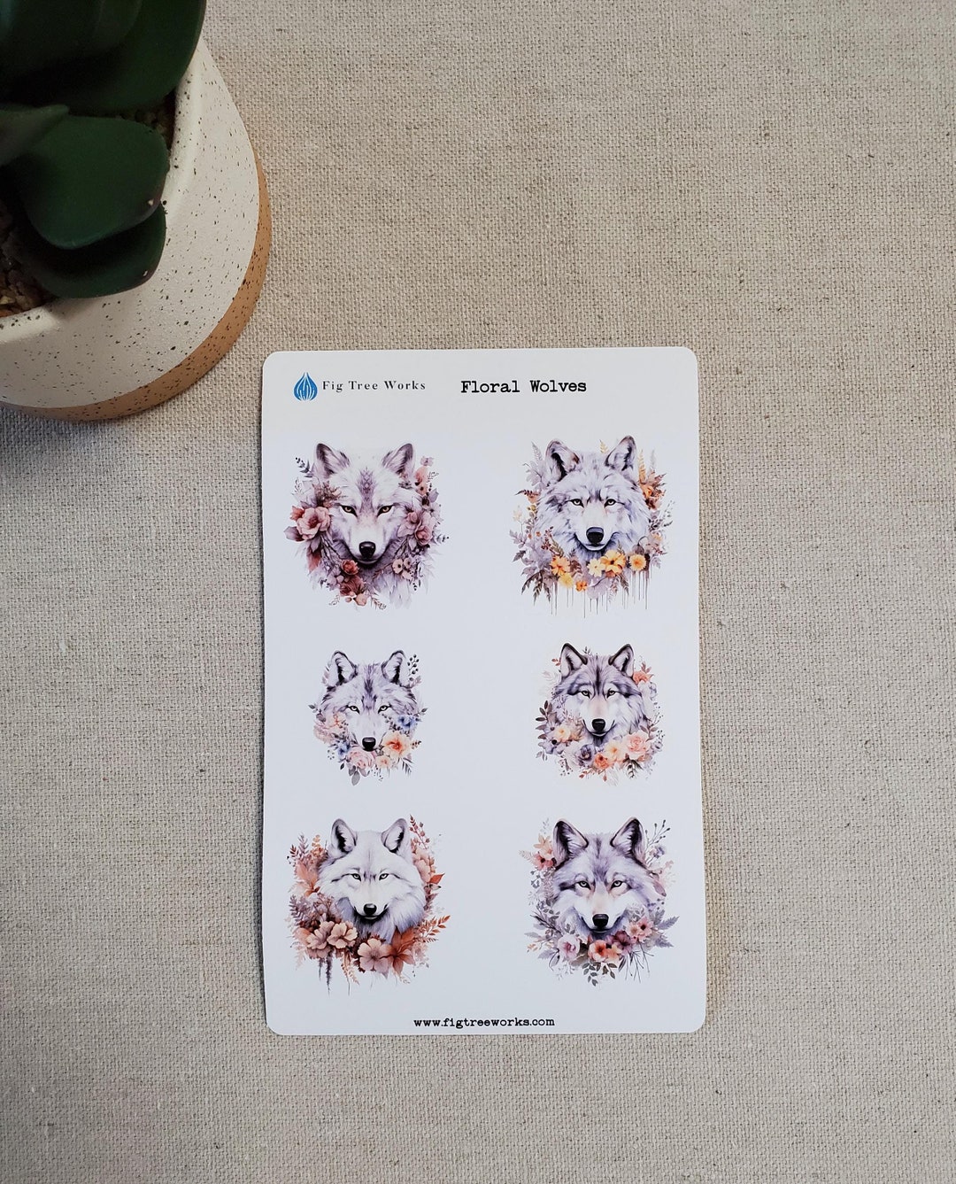 Floral Wolves Sticker Sheet for Scrapbooks, Bujos, Planners, Notebooks ...
