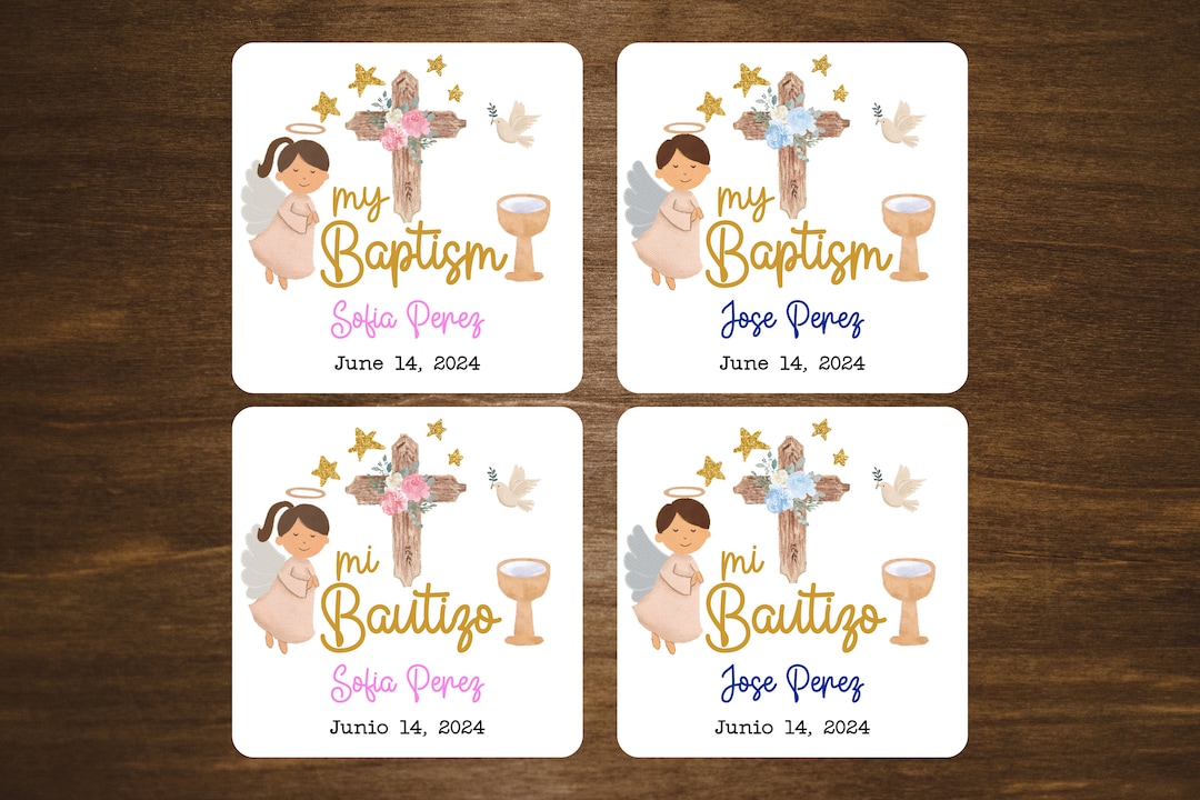 Baptism Stickers for Boy or Girl | 2" X 2" Square Labels | Personalized ...