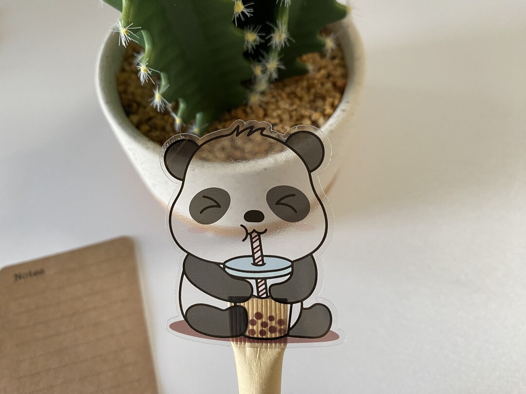 Panda Boba Clear Vinyl Sticker | Cute Panda Drinking Boba Sticker | for ...