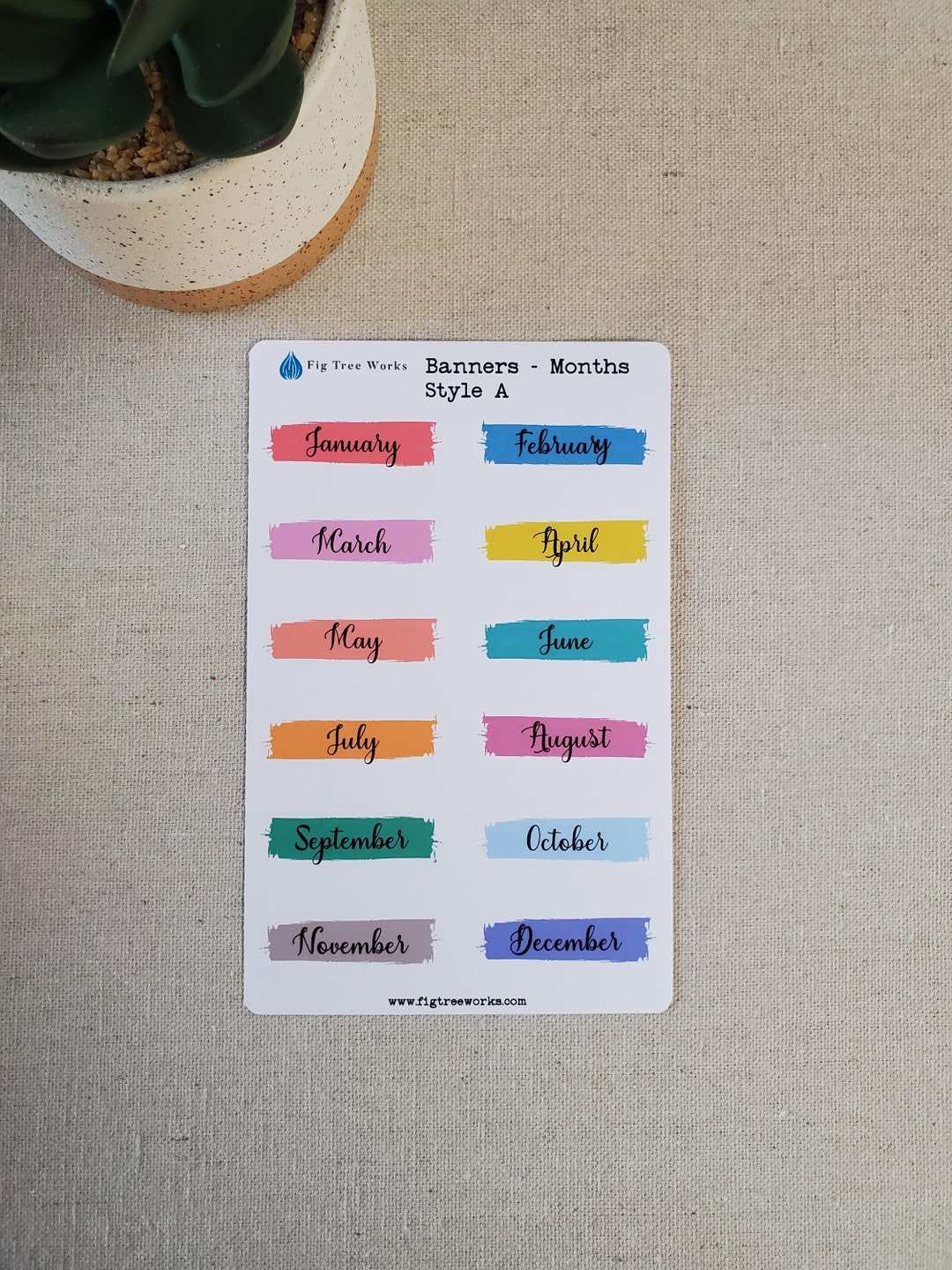 Months Banner Sticker Sheet | Months Header for Planner Stickers for ...