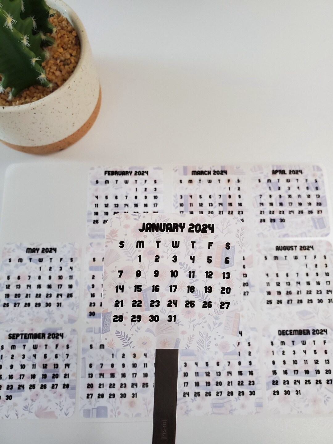 Mini Calendar Stickers With Books for Planners and Journals | Monthly ...