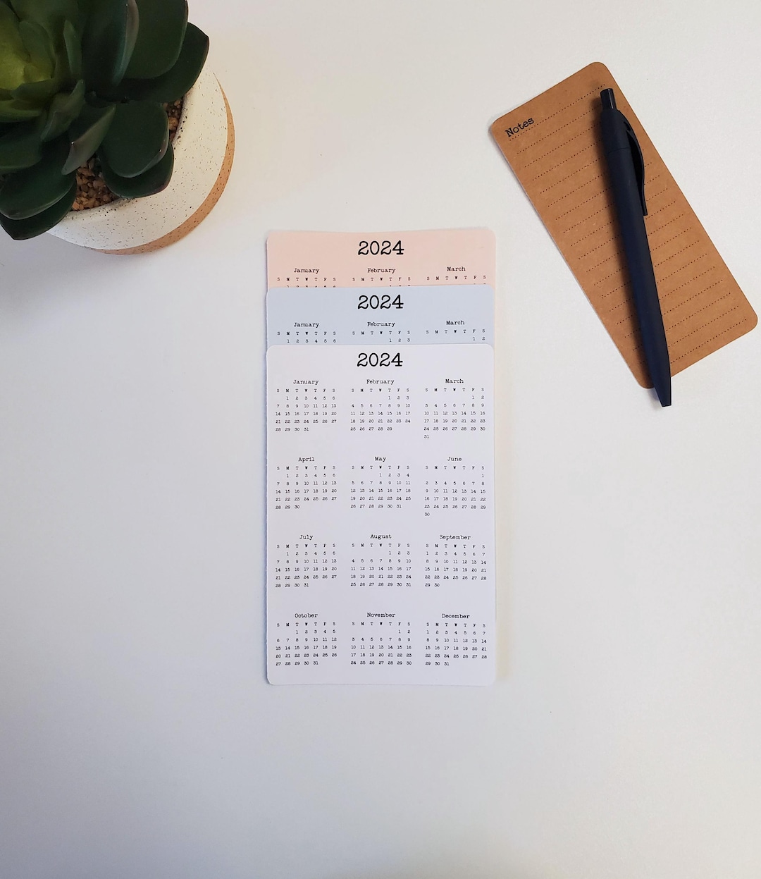 4" X 6" Year at A Glance Calendar Sticker | Start on Any Month | for ...