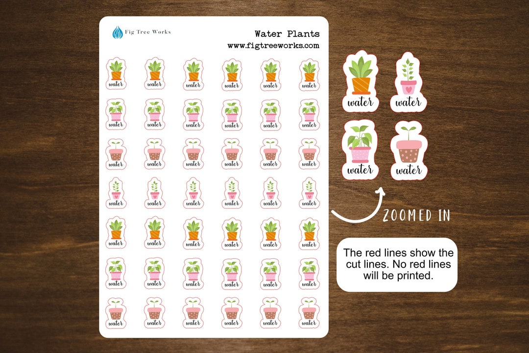 Water Plants Stickers | Water Plants Reminders | Kiss Cut, Matte Finish ...